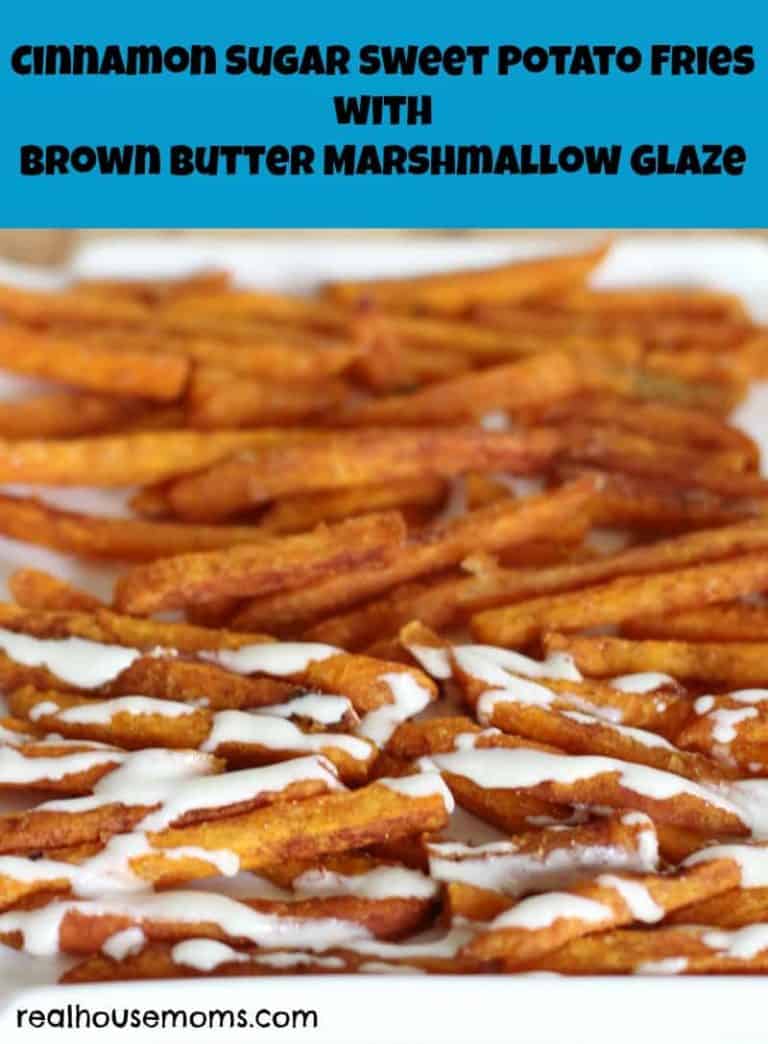 Cinnamon Sugar Sweet Potato Fries with Brown Butter Marshmallow Glaze