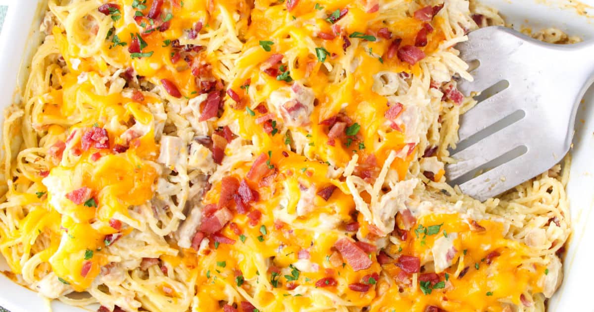Creamy Ranch Chicken Spaghetti Casserole ⋆ Real Housemoms