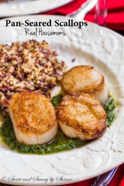 Pan-Seared Scallops with Creamy Pesto Sauce ⋆ Real Housemoms
