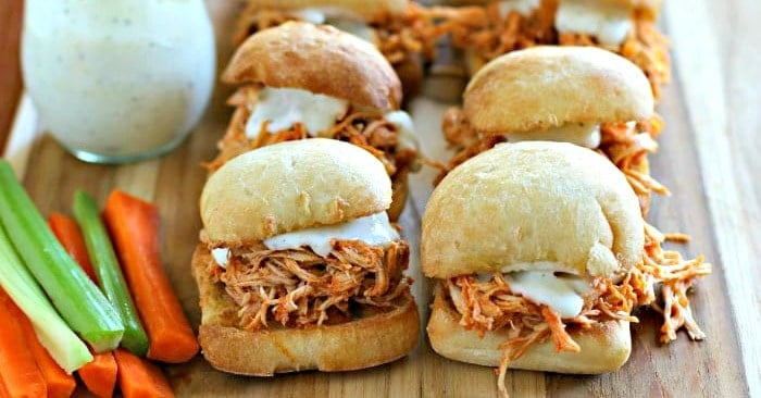 Slow Cooker Buffalo Chicken Sliders ⋆ Real Housemoms