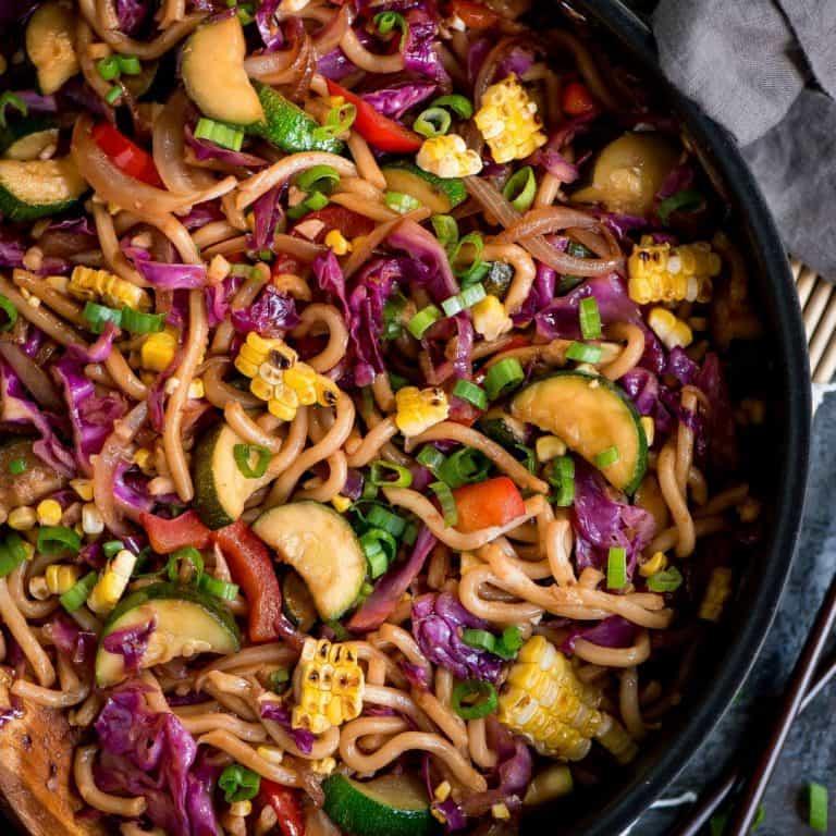 Summer Veggie Udon Noodle Stir Fry - Real Housemoms